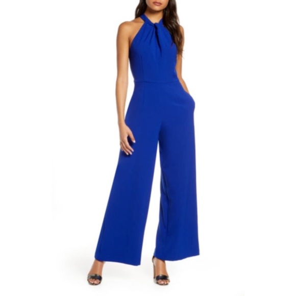 julia jordan | Pants & Jumpsuits | Nwt Julia Jordan Royal Blue Twist Halter Style Wide Leg ...